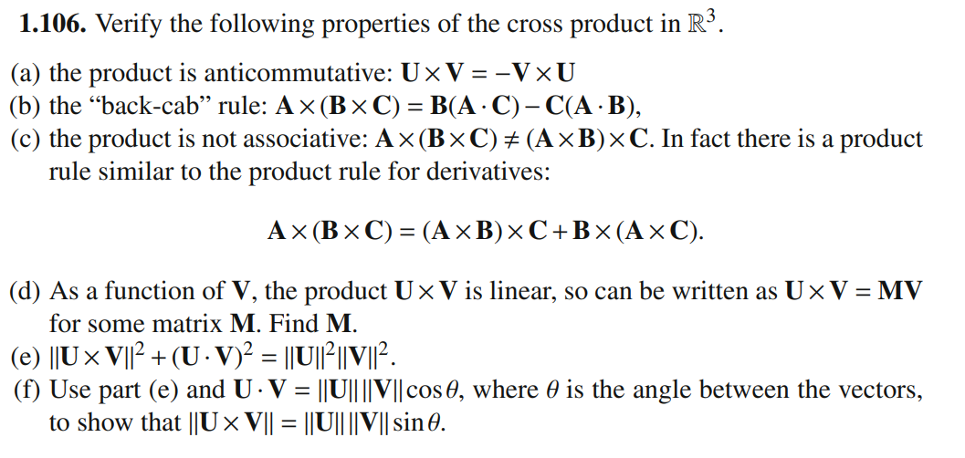 Solved 1.106. Verify the following properties of the cross | Chegg.com