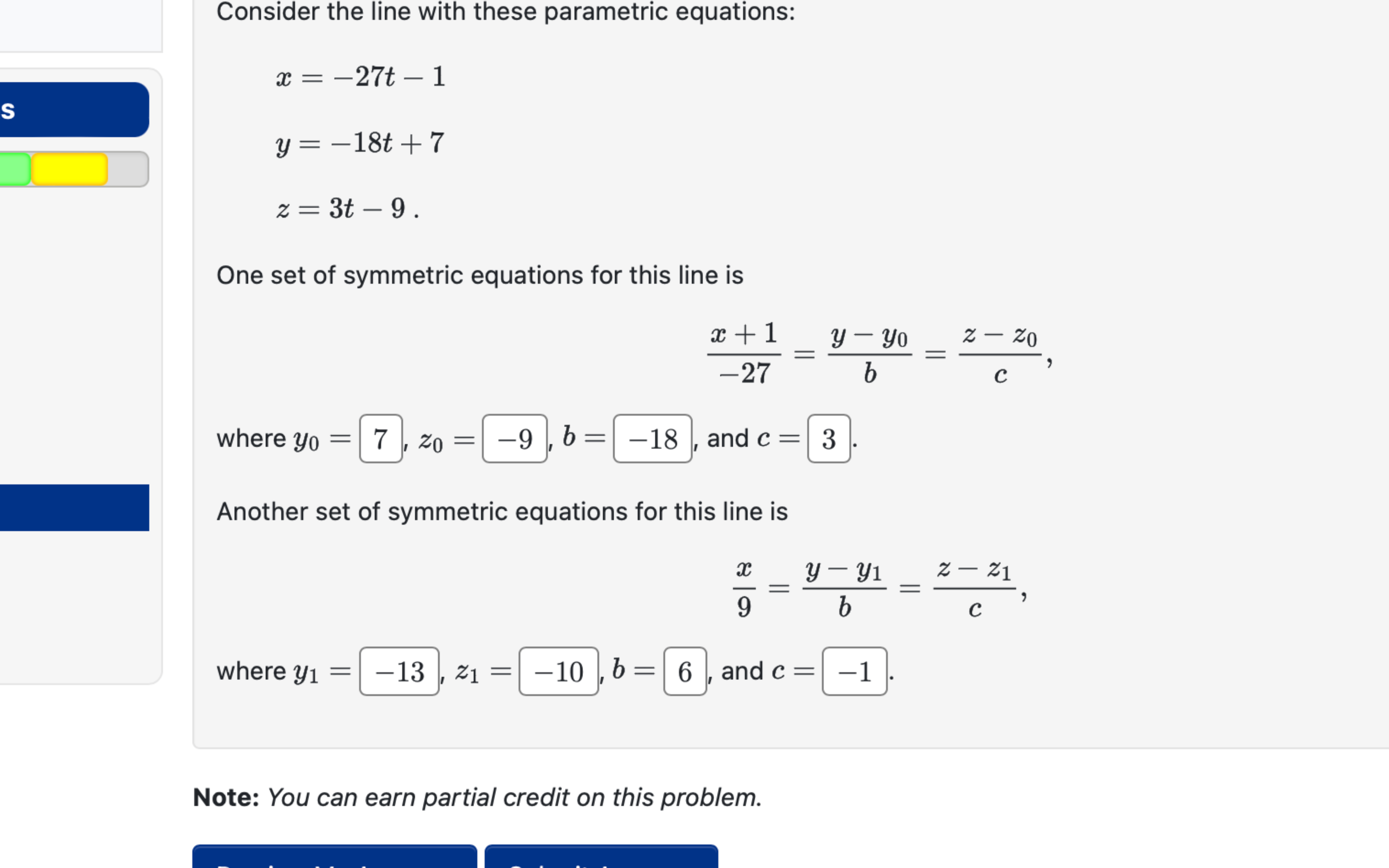 Solved Consider the line with these parametric | Chegg.com
