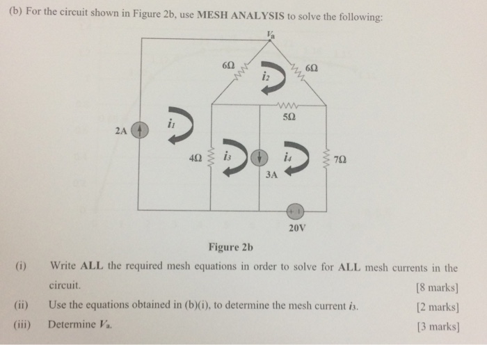 Solved (b) For the circuit shown in Figure 2b, use MESH | Chegg.com