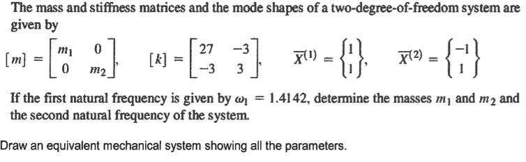 Solved The mass and stiffness matrices and the mode shapes | Chegg.com