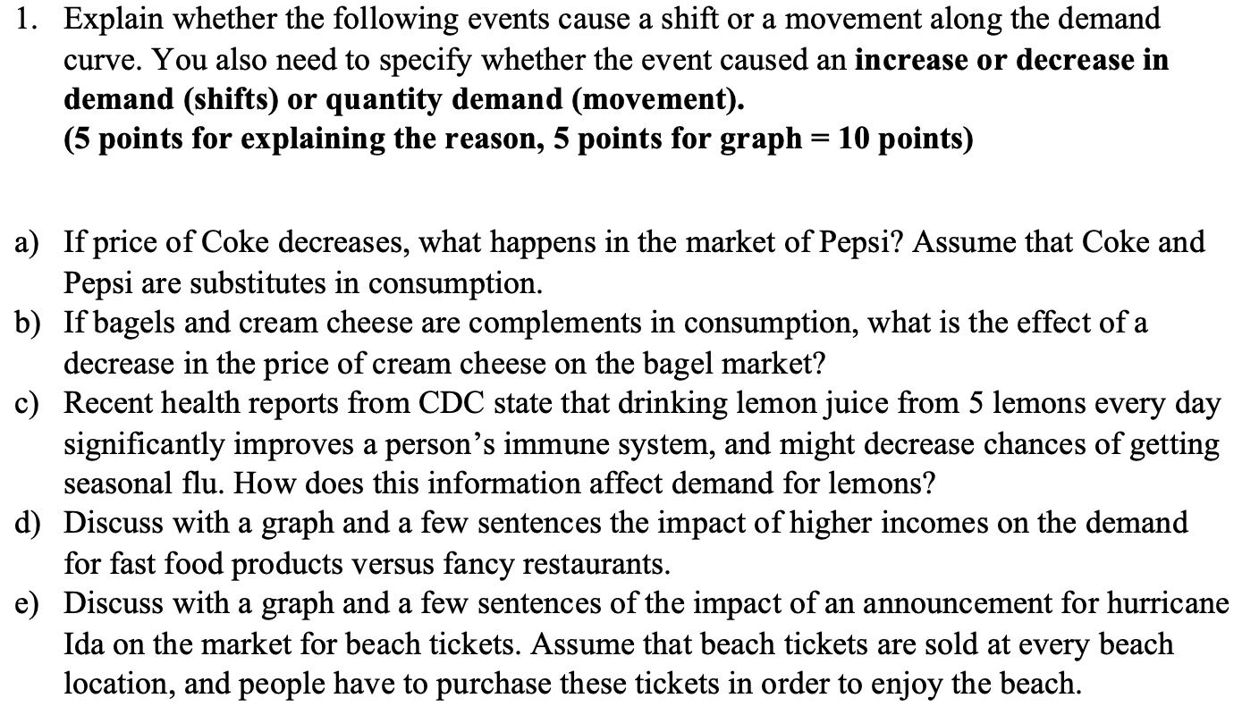 Solved 1. Explain whether the following events cause a shift | Chegg.com
