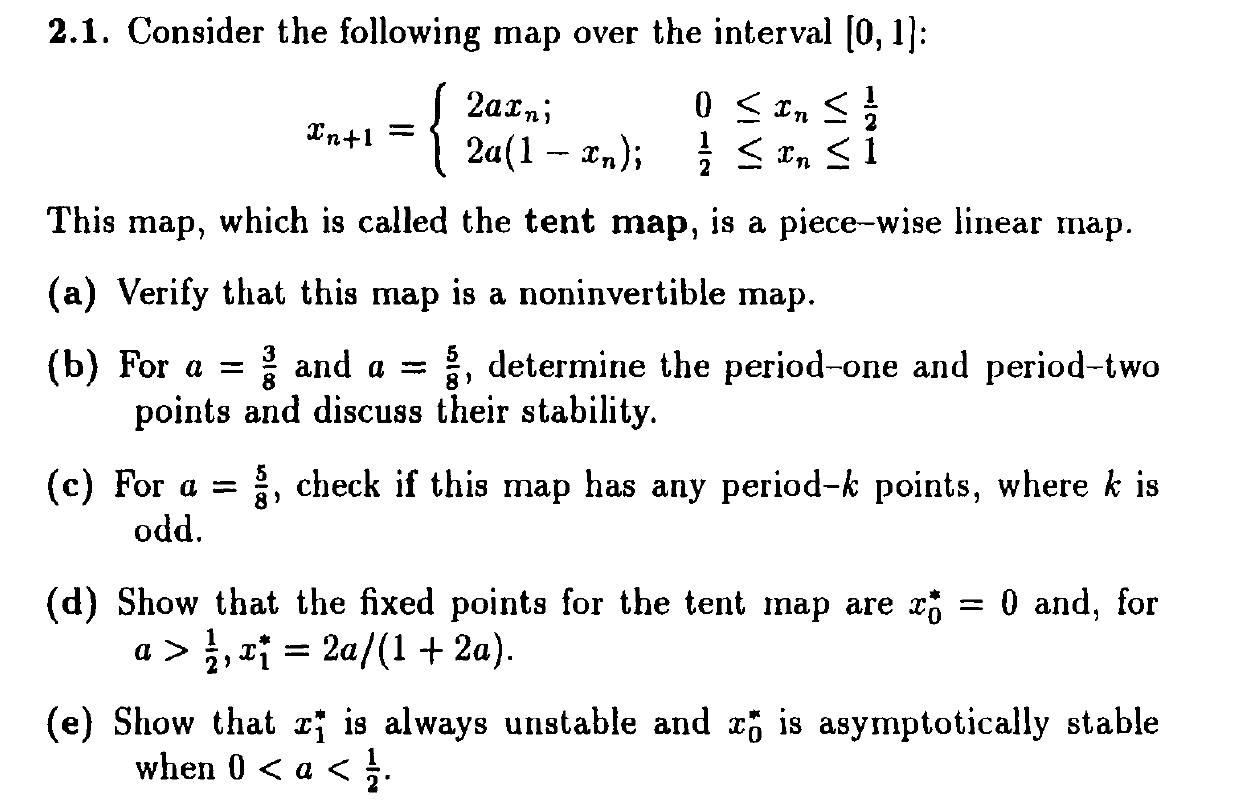 2.1. Consider the following map over the interval [0, | Chegg.com