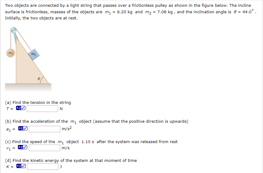 Solved Two objects are connected by a light string that | Chegg.com