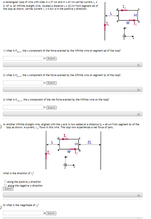 Solved A rectangular loop of wire with sides H=37 cm and | Chegg.com