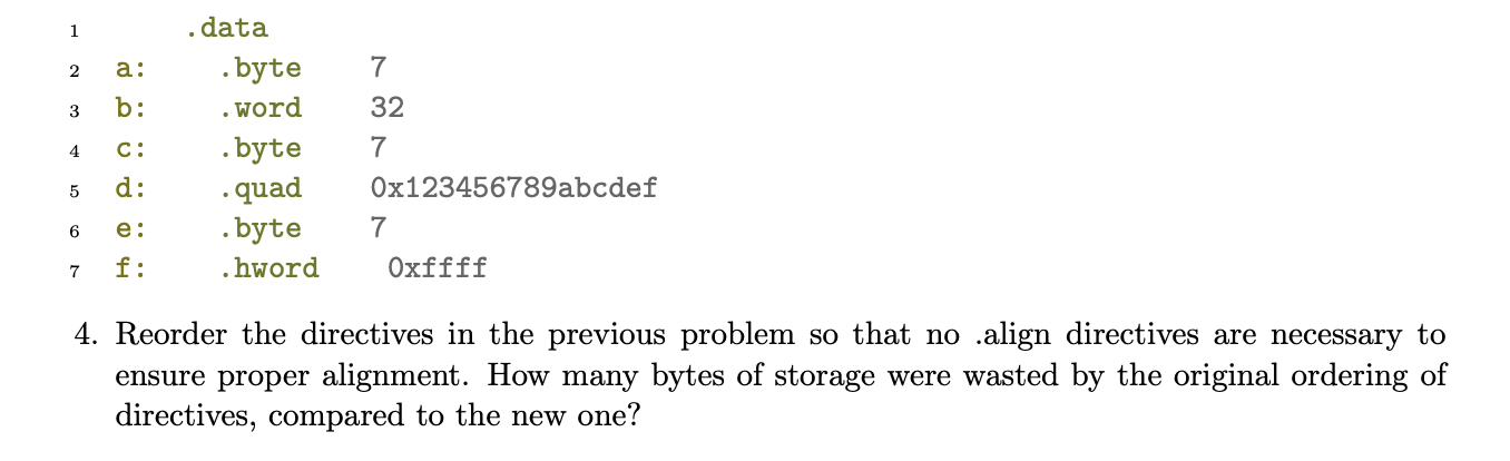Solved 4. Reorder the directives in the previous problem so | Chegg.com