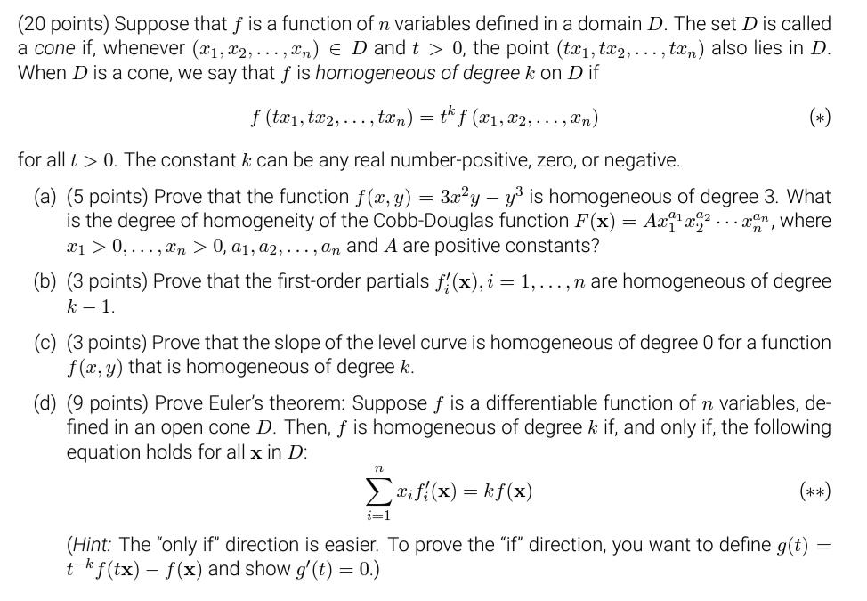 Solved (20 points) Suppose that f is a function of n | Chegg.com