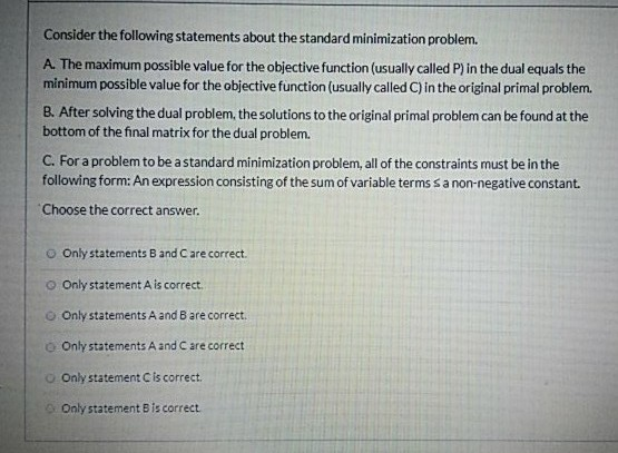 Solved Consider the following statements about the standard | Chegg.com