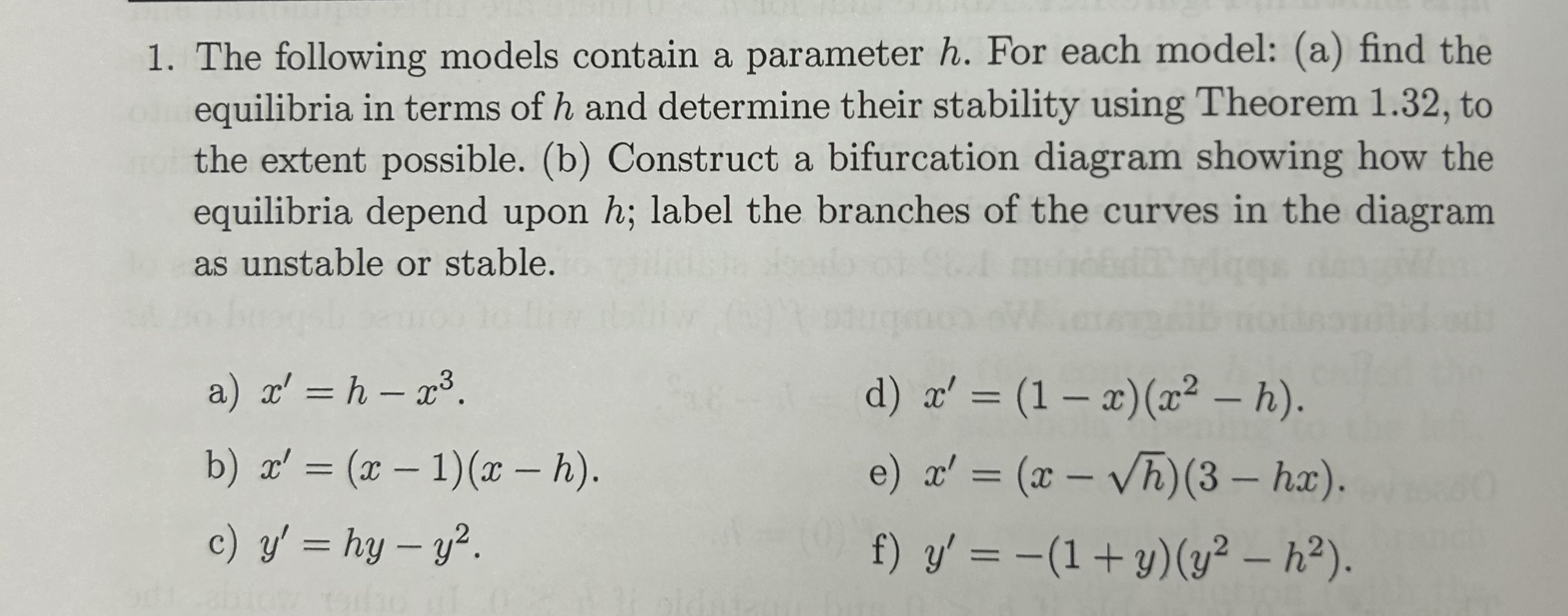 Solved 1. The following models contain a parameter h. For | Chegg.com