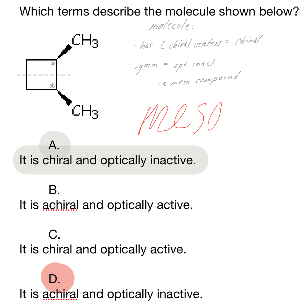 Solved 1) Which terms describe the molecule shown below? | Chegg.com