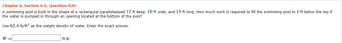 Solved Chapter 6, Section 6.6, Question 020 A swimming pool | Chegg.com