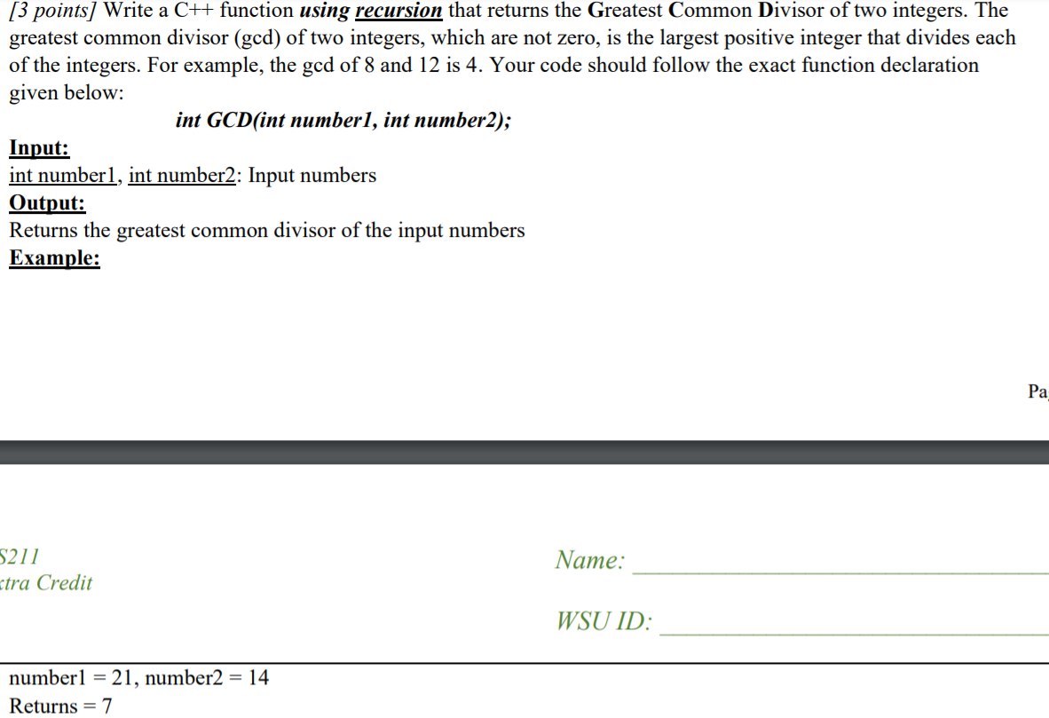 Solved [3 points) Write a C++ function using recursion that | Chegg.com