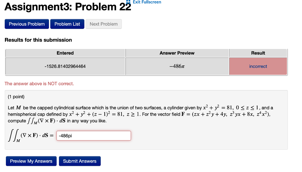 Solved Exit Fullscreen Assignment3: Problem 22 Previous | Chegg.com