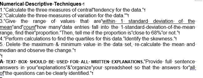 Solved Numerical Descriptive Techniques 1. Calculate the | Chegg.com