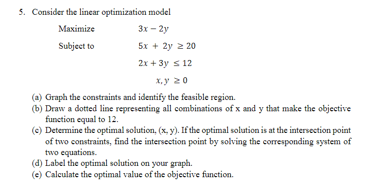 Solved 5. Consider the linear optimization model Maximize | Chegg.com