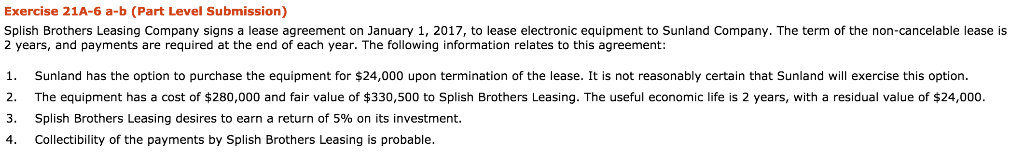 Solved Exercise 21A-6 a-b (Part Level Submission) Splish | Chegg.com