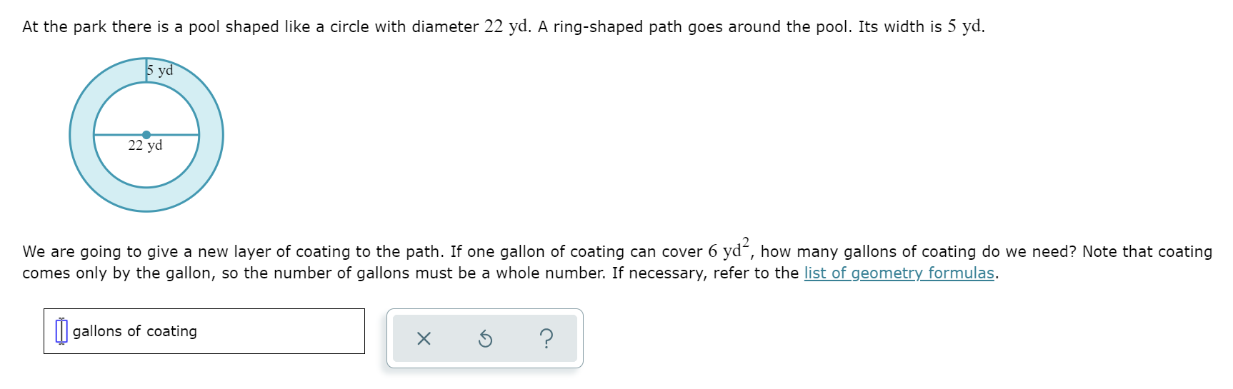 Solved At the park there is a pool shaped like a circle with | Chegg.com