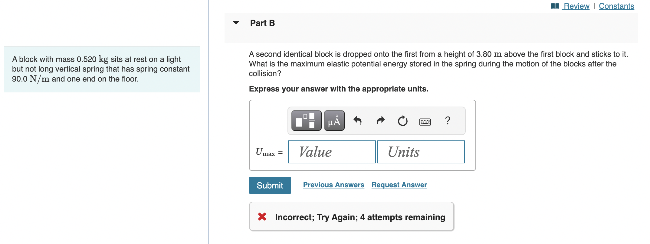 Solved A second identical block is dropped onto the first | Chegg.com
