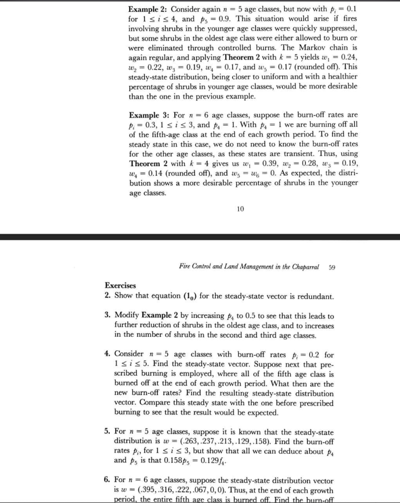 Solved Example 2: Consider again n=5 age classes, but now | Chegg.com