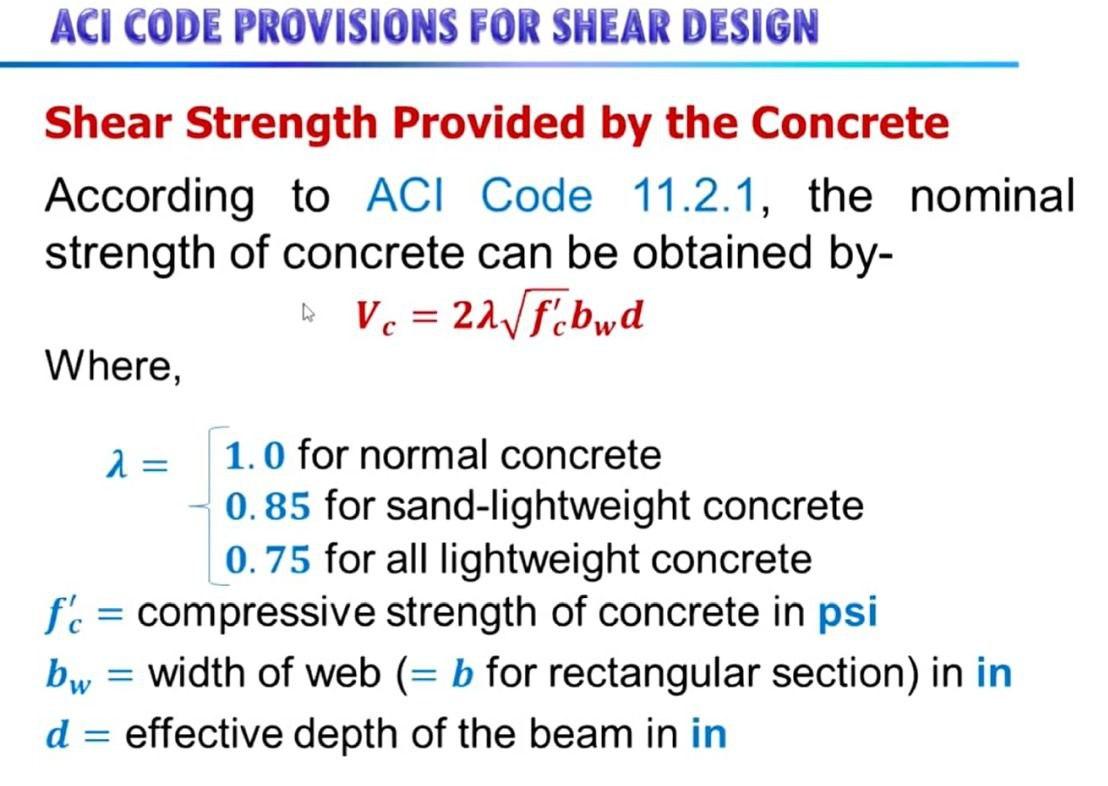 [Solved]: Use ACI code of Shear design for beam. After calcu