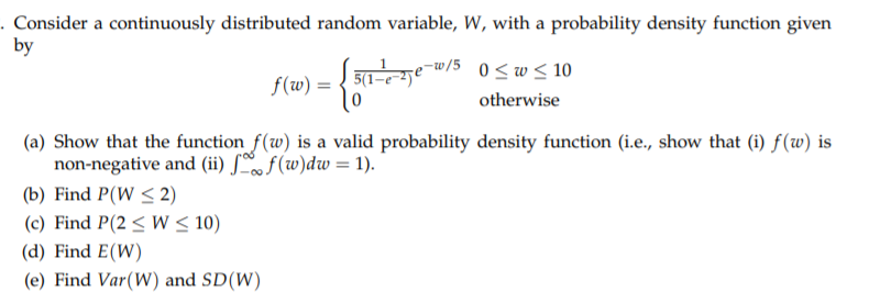 Solved . Consider a continuously distributed random | Chegg.com