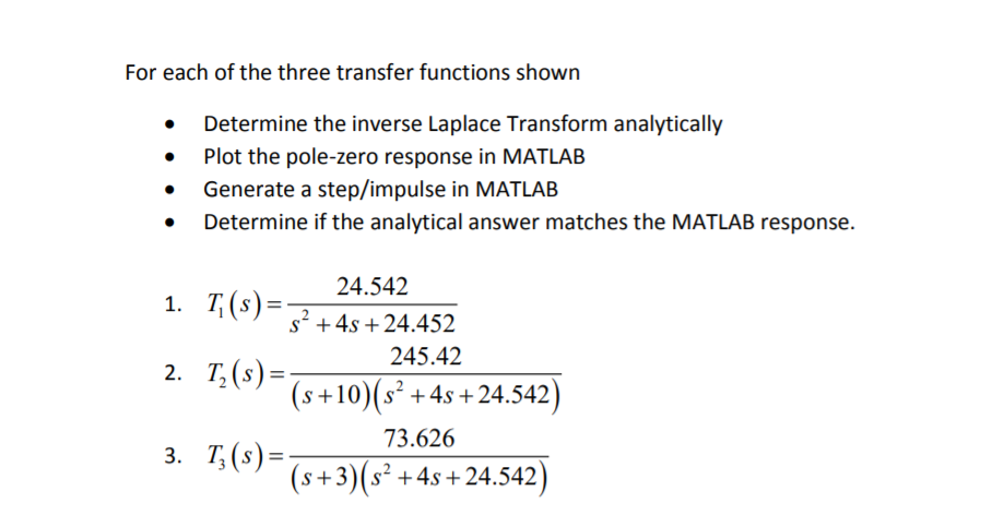 Solved For each of the three transfer functions shown | Chegg.com