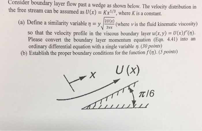 Solved Consider boundary layer flow past a wedge as shown | Chegg.com
