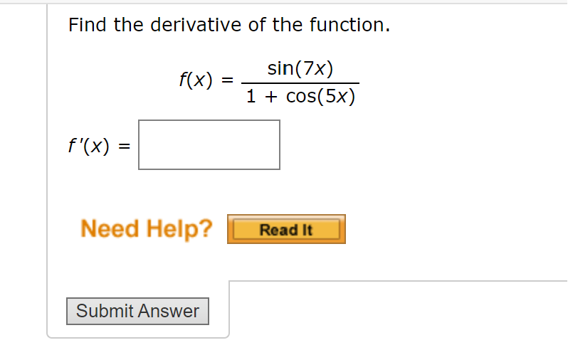 Solved Find the derivative of the | Chegg.com