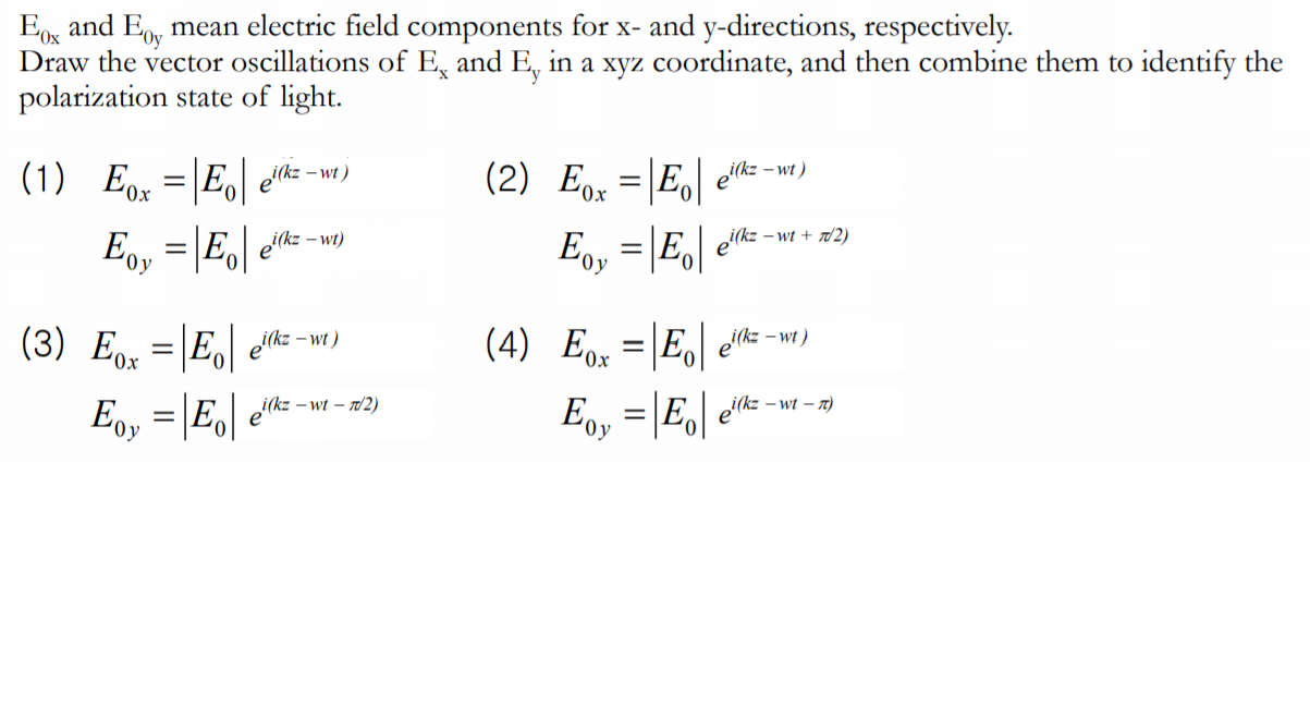 Solved Eox and Eo, mean electric field components for x- and | Chegg.com