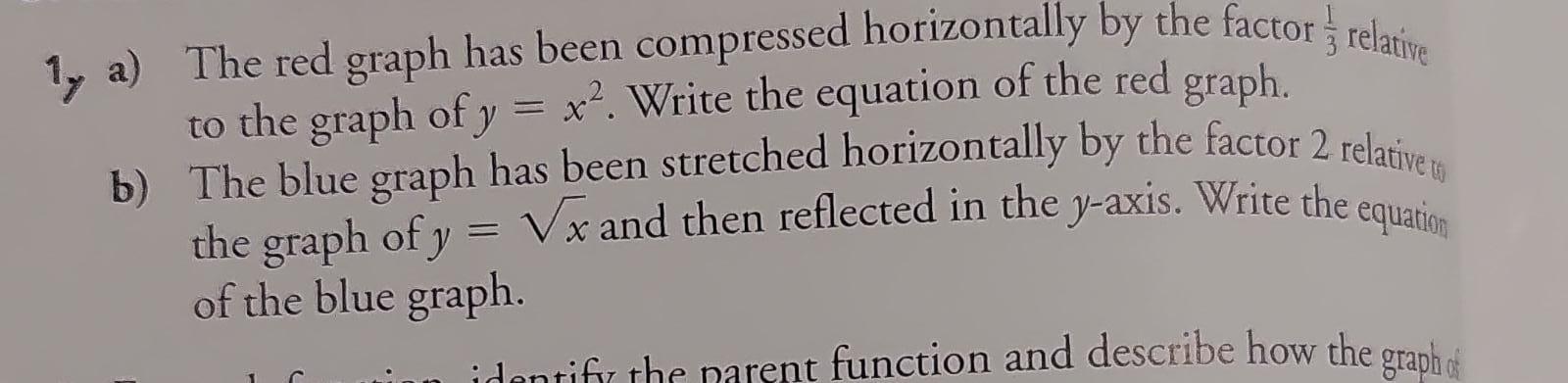 1y a) The red graph has been compressed horizontally | Chegg.com