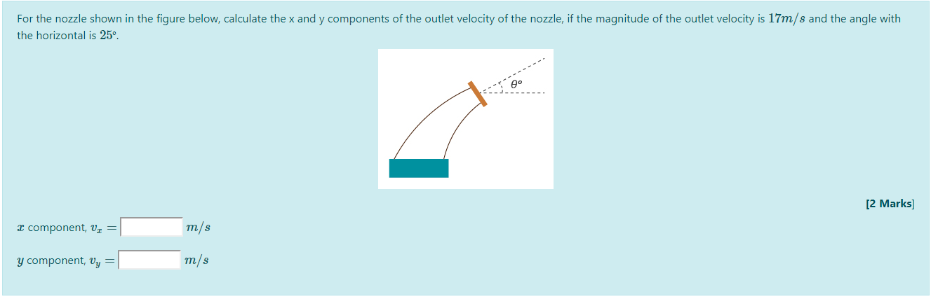 Solved For the nozzle shown in the figure below, calculate | Chegg.com