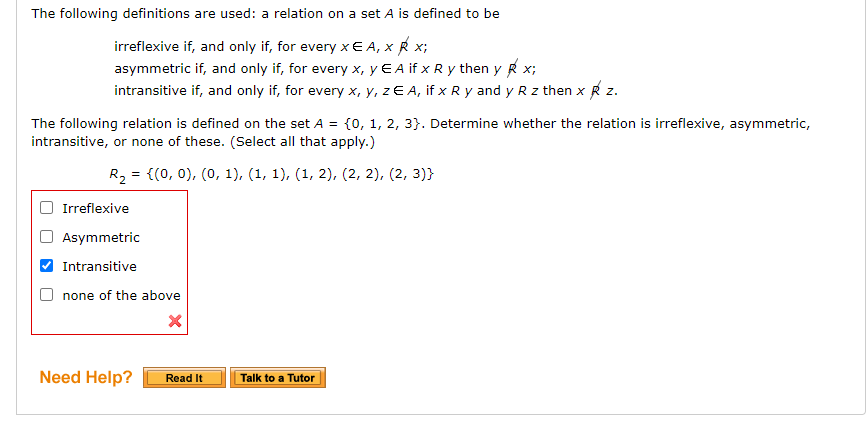 Solved The following definitions are used: a relation on a | Chegg.com