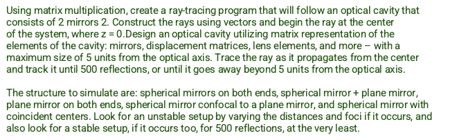 Solved Using matrix multiplication, create a ray-tracing | Chegg.com