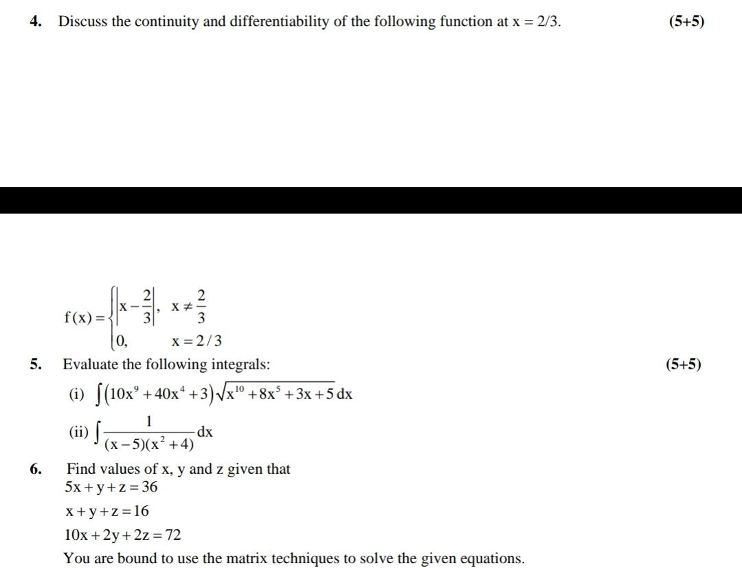 Solved 4. Discuss the continuity and differentiability of | Chegg.com