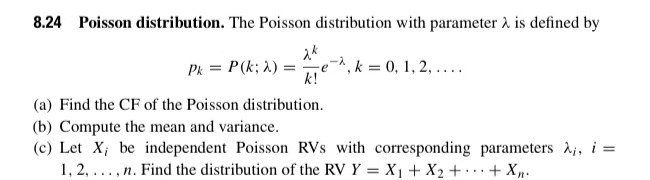 Solved 8.24 Poisson distribution. The Poisson distribution | Chegg.com