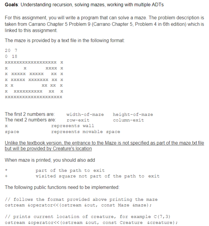 Solved Goals: Understanding recursion, solving mazes, | Chegg.com