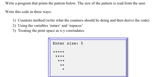 Solved Write A Program That Prints The Pattern Below The 