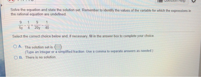 Solved Solve the equation and state the solution set. | Chegg.com