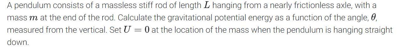 Solved A pendulum consists of a massless stiff rod of length | Chegg.com