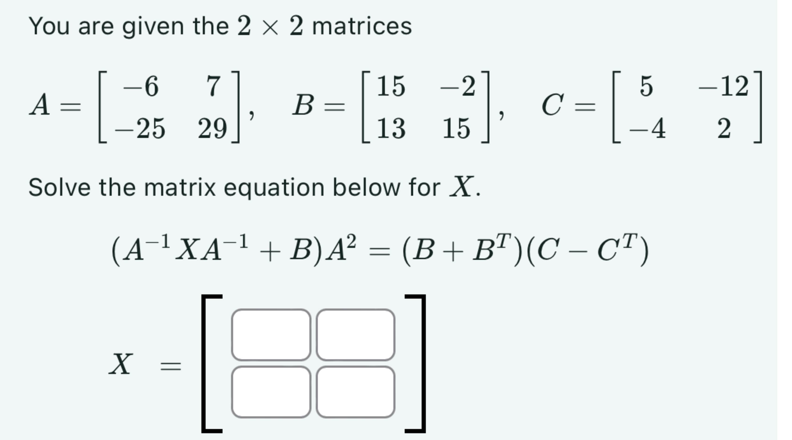 Solved You are given the 2×2 | Chegg.com