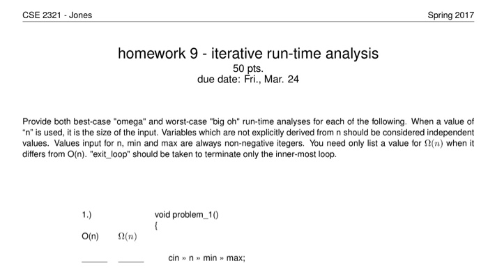Solved Spring 2017 CSE 2321 Jones homework 9 iterative | Chegg.com