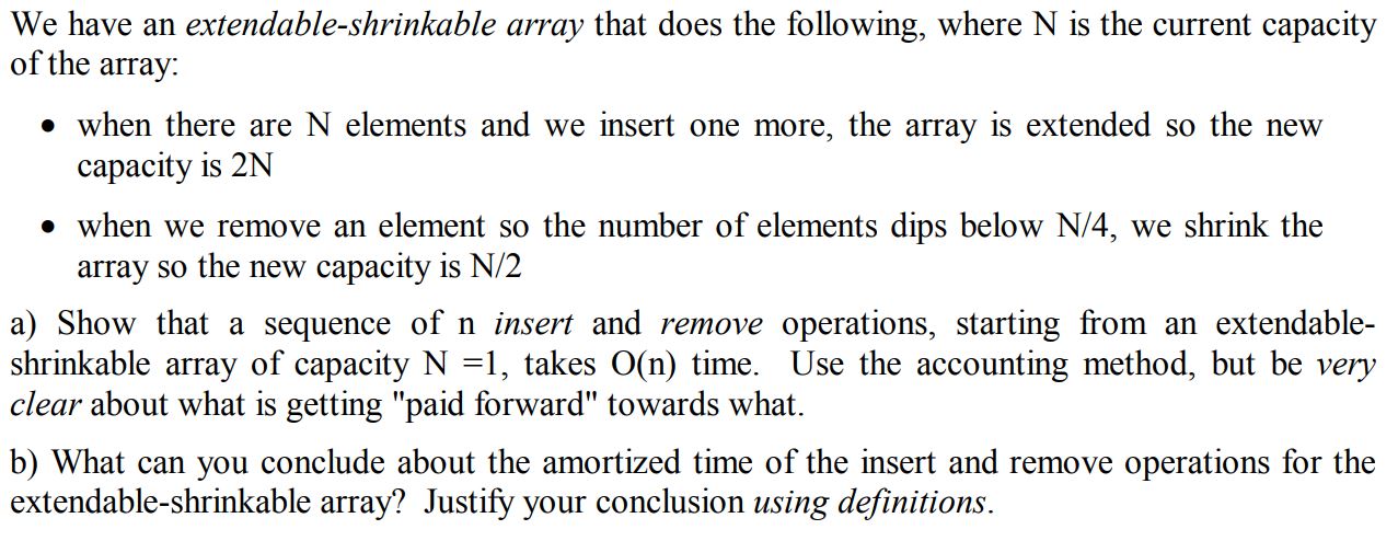Solved We Have An Extendable Shrinkable Array That Does The 
