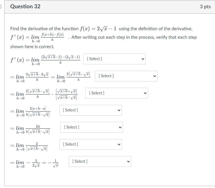 Find the derivative of the function f(x)=2x−1 using | Chegg.com