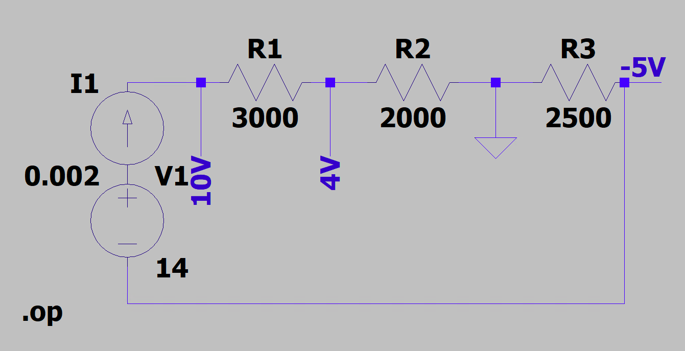 Solved Design a circuit in LTspice with a single 14V source | Chegg.com