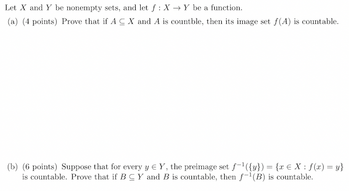 Let X and Y be nonempty sets, and let f :X + Y be a | Chegg.com