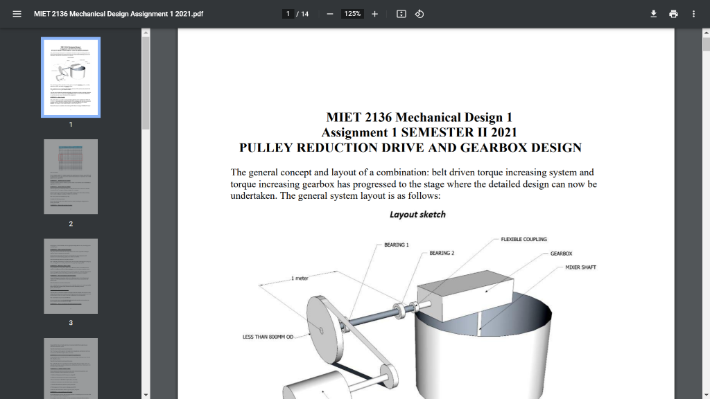 Solved MIET 2136 Mechanical Design Assignment 1 2021.pdf | Chegg.com
