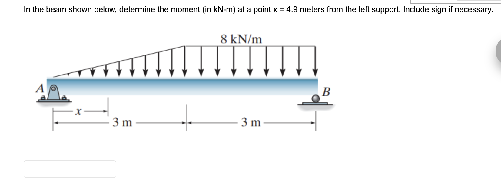 Solved In the beam shown below, determine the moment (in | Chegg.com