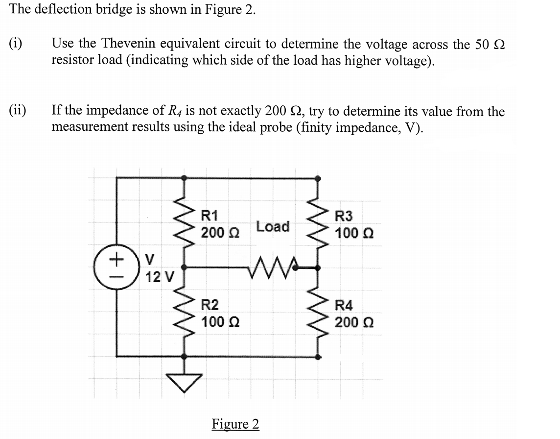 Solved The deflection bridge is shown in Figure 2. (i) Use | Chegg.com