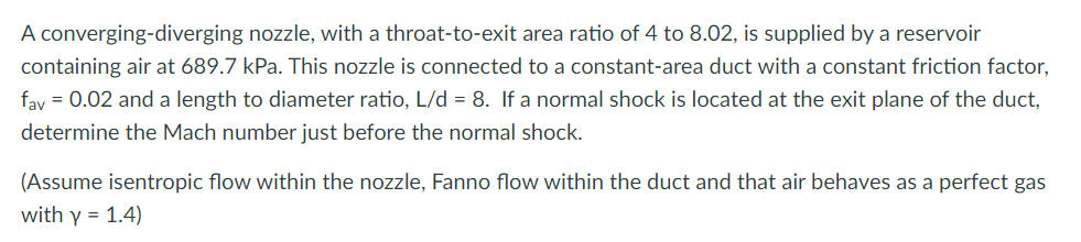 Solved A converging-diverging nozzle, with a throat-to-exit | Chegg.com