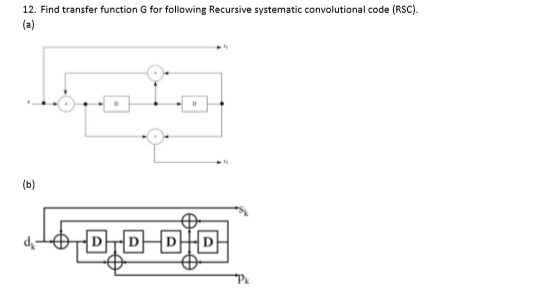 Solved 12. Find transfer function G for following Recursive | Chegg.com