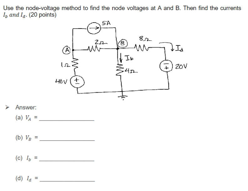 Solved Use the node-voltage method to find the node voltages | Chegg.com